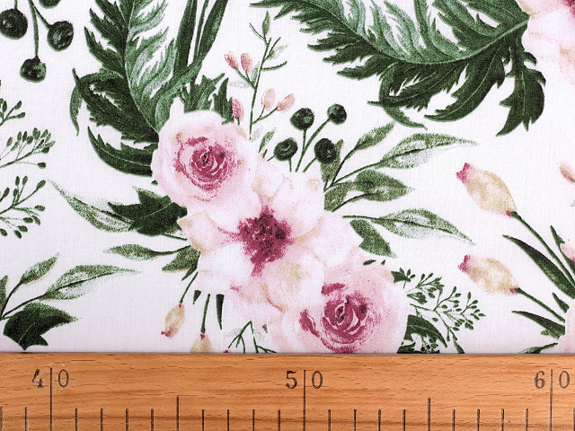 Tissu/Toile en coton Roses | Mercerie et Tissus STOKLASA