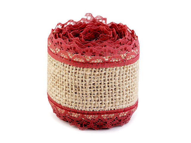Jute Ribbon with Lace width 50 mm | STOKLASA Haberdashery and Fabrics