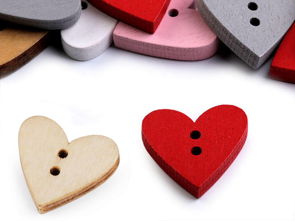 Wooden Decorative Button Heart | STOKLASA Haberdashery and Fabrics