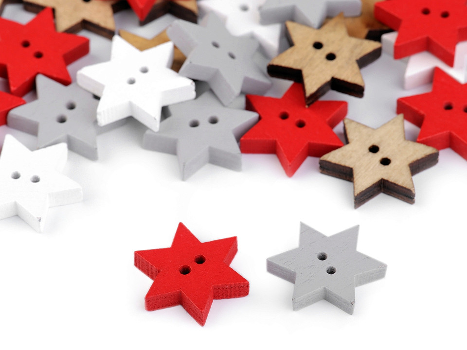 Wooden Decorative Button Star | STOKLASA Haberdashery and Fabrics