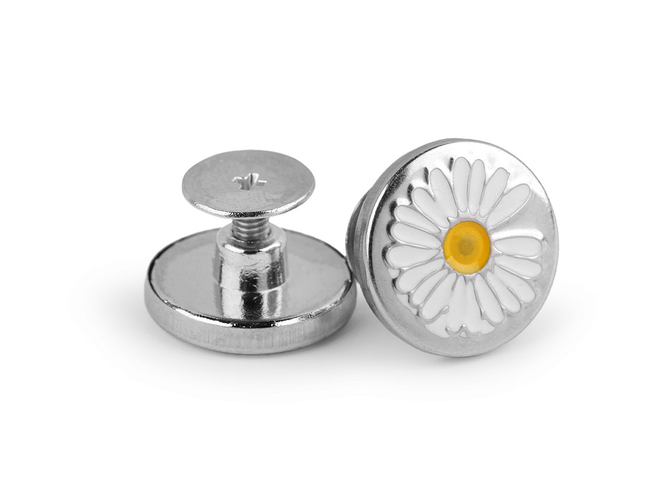 Bottone per jeans, a vite, in metallo, motivo: margherita, dimensioni ...