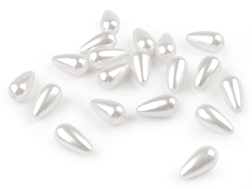 Plastic beads / faux pearls Glance, drop 8x16 mm | STOKLASA ...