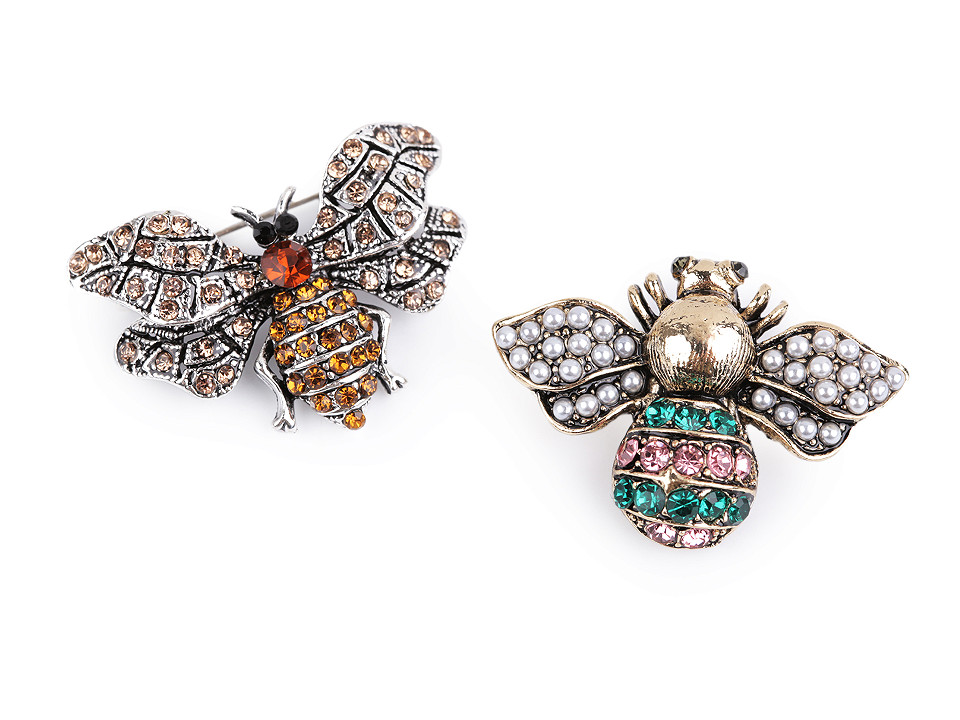 Brosa albina cu pietre | STOKLASA mercerie și materiale textile