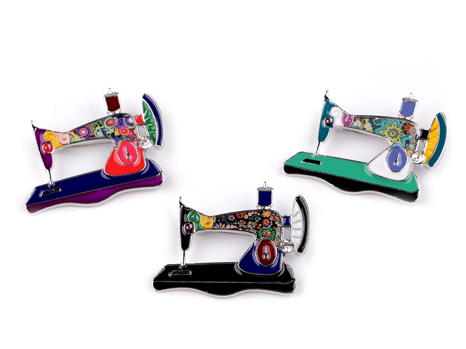 Metal brooch - sewing machine | STOKLASA Haberdashery and Fabrics