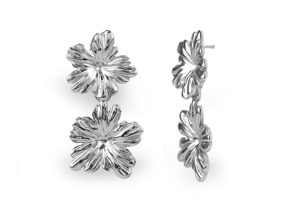 Stainless steel earrings, flowers | STOKLASA Haberdashery and Fabrics