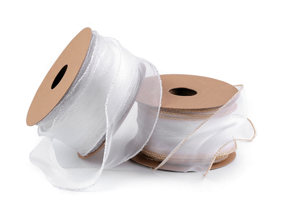 Panglica din organza cu luciu sidefat si lurex latime 50 mm | STOKLASA ...