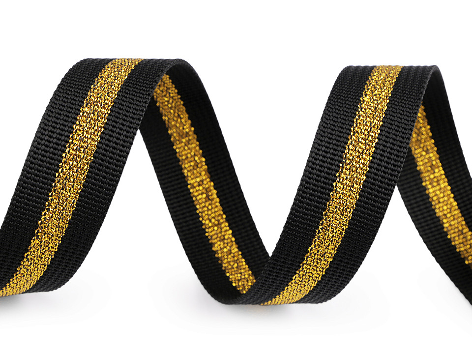 Double-sided polypropylene webbing strap with lurex, width 25 mm ...