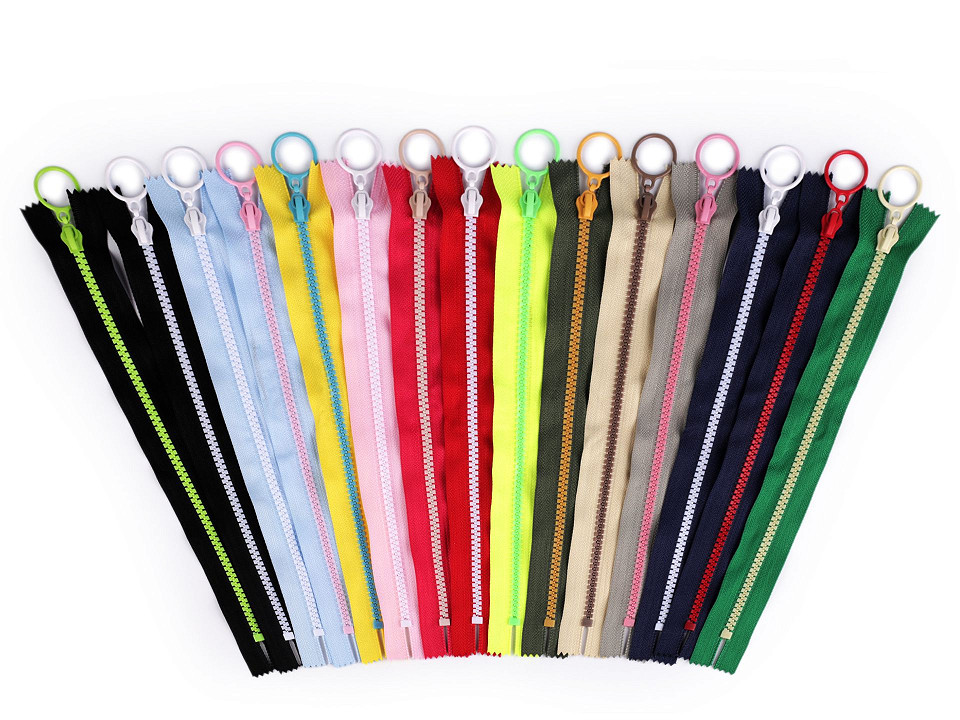Plastic zipper colored No 5, length 25 cm with a decorative slider ...