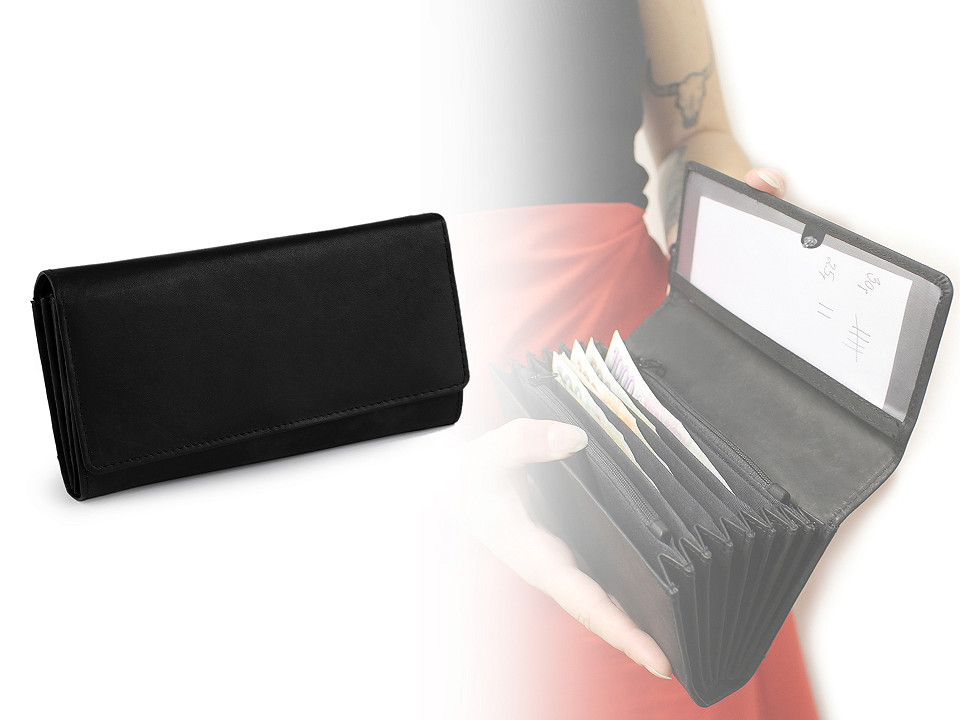 Leather Cashiers Wallet 10x19 cm | STOKLASA Haberdashery and Fabrics
