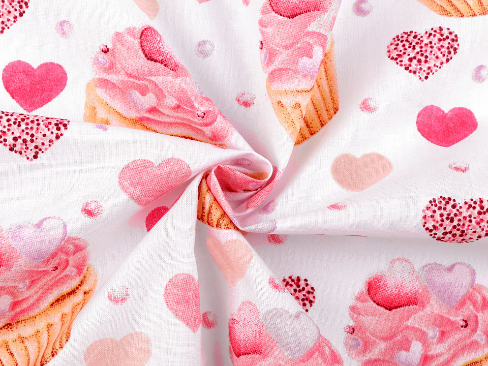 Cotton fabric / canvas, cupcake | STOKLASA Haberdashery and Fabrics