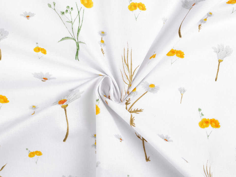 Tissu/Toile en coton, Fleurs des champs | Mercerie et Tissus STOKLASA