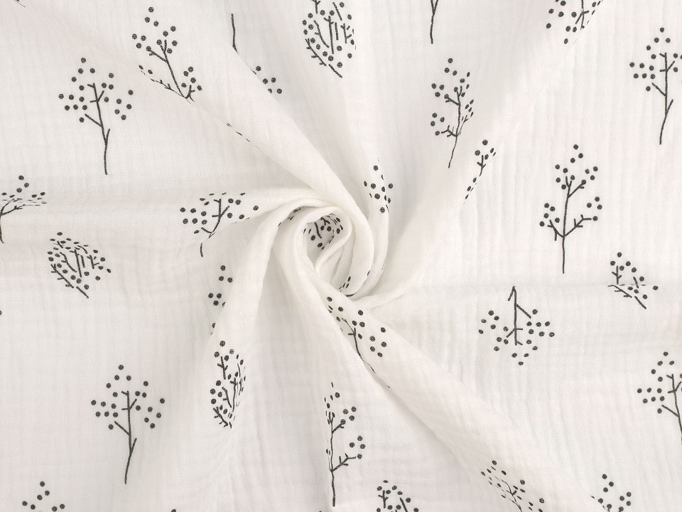 Muslin Cheesecloth Fabric, Double Gauze, Twigs | STOKLASA Haberdashery ...