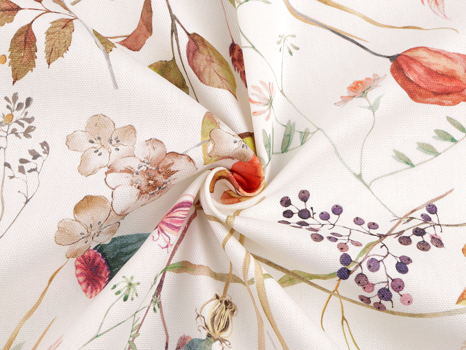 Cotton fabric with digital flower print, Half panama | STOKLASA ...