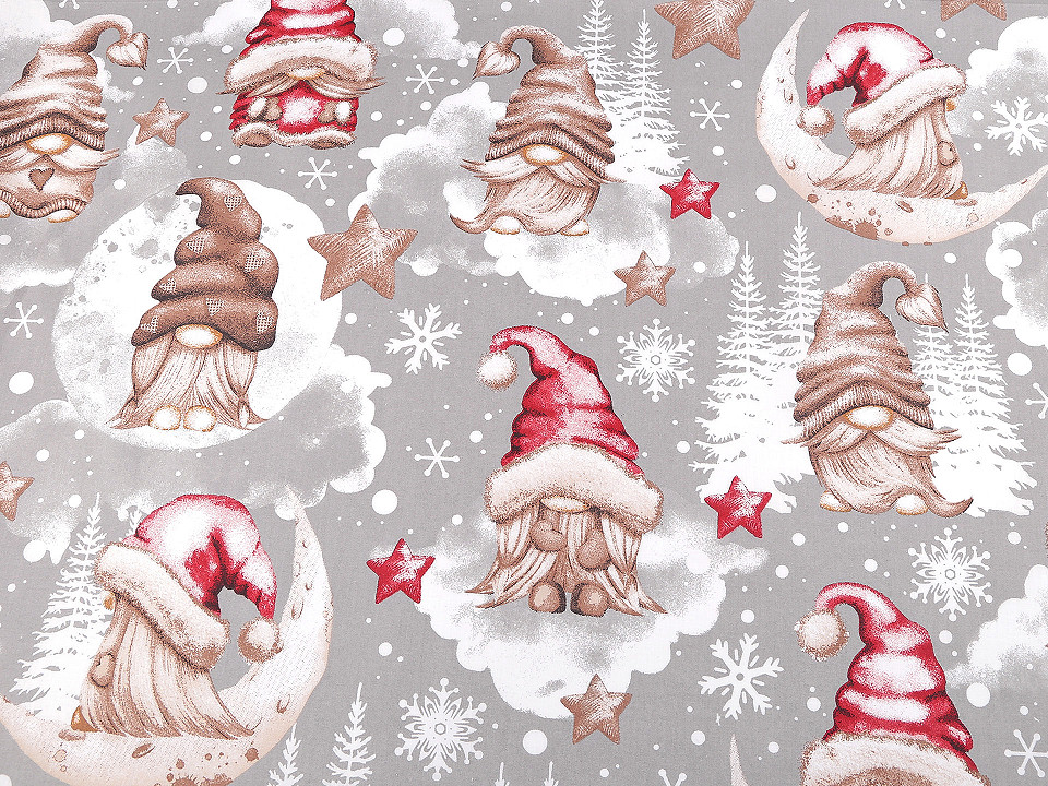 Christmas cotton fabric / canvas, elf | STOKLASA Haberdashery and Fabrics
