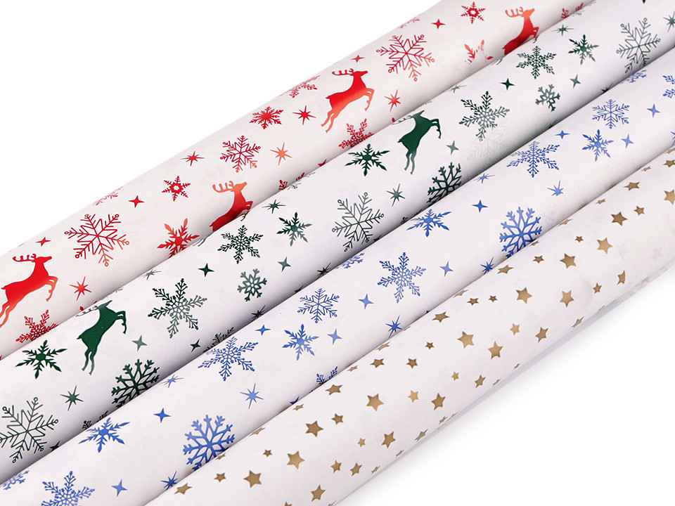 Christmas wrapping paper - reindeer, snowflakes, stars 0.7x2 m ...
