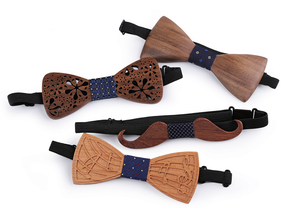 Papion din lemn, flori, mustață, note muzicale | STOKLASA mercerie și ...