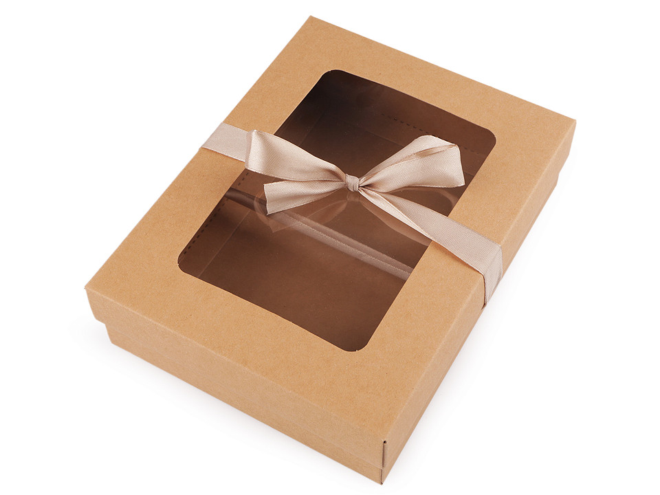 Paper box with a transparent window and ribbon | STOKLASA Haberdashery ...