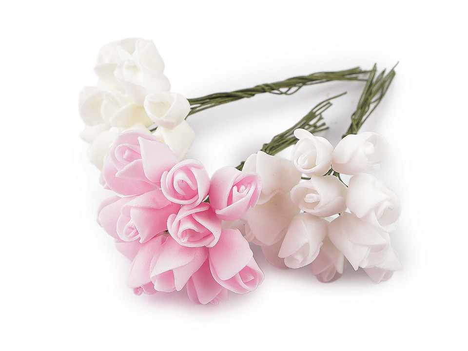 Artificial foam mini rose on a wire | STOKLASA Haberdashery and Fabrics