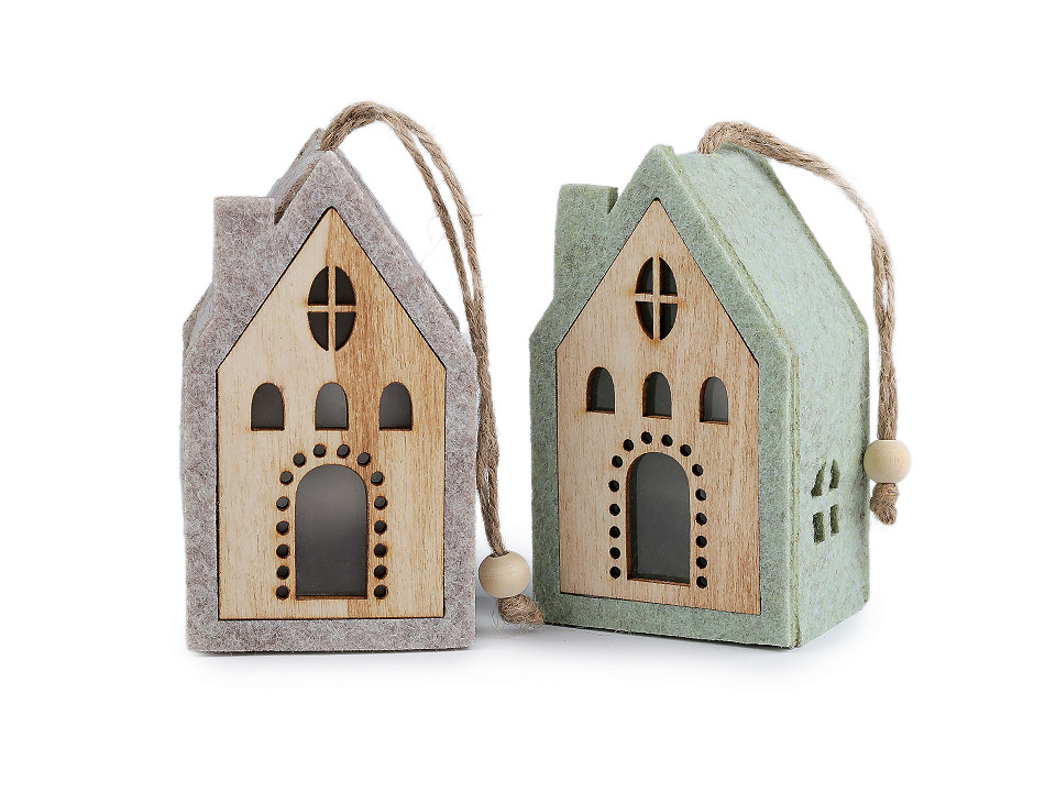 Felt house with light for hanging | STOKLASA Haberdashery and Fabrics