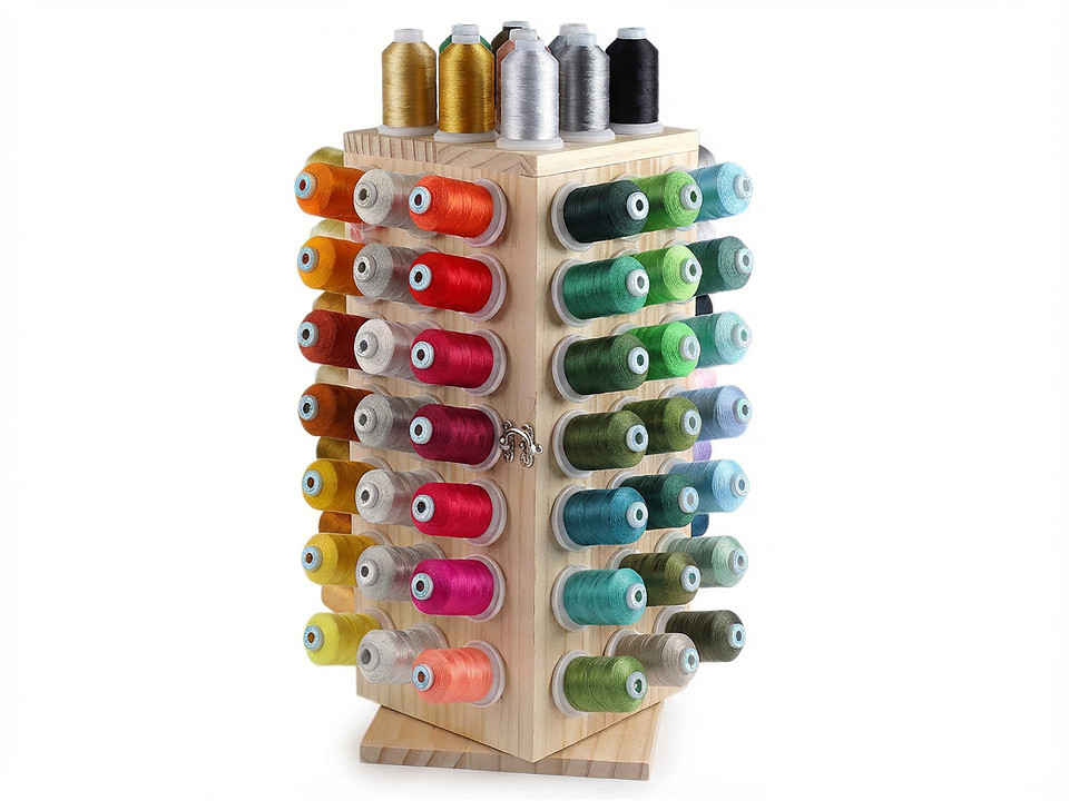 Wooden thread stand, rotating, with storage space, height 44 cm ...